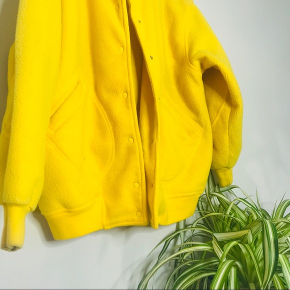 Vintage | Jackets & Coats | Vintage Retro 9s Yellow Fleece Bomber ...